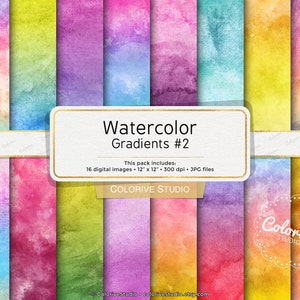 Watercolor Gradients 2 Digital Paper Rainbow Water Color - Etsy
