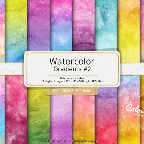 Watercolor Gradients Digital Paper Rainbow Water Color Ombre - Etsy