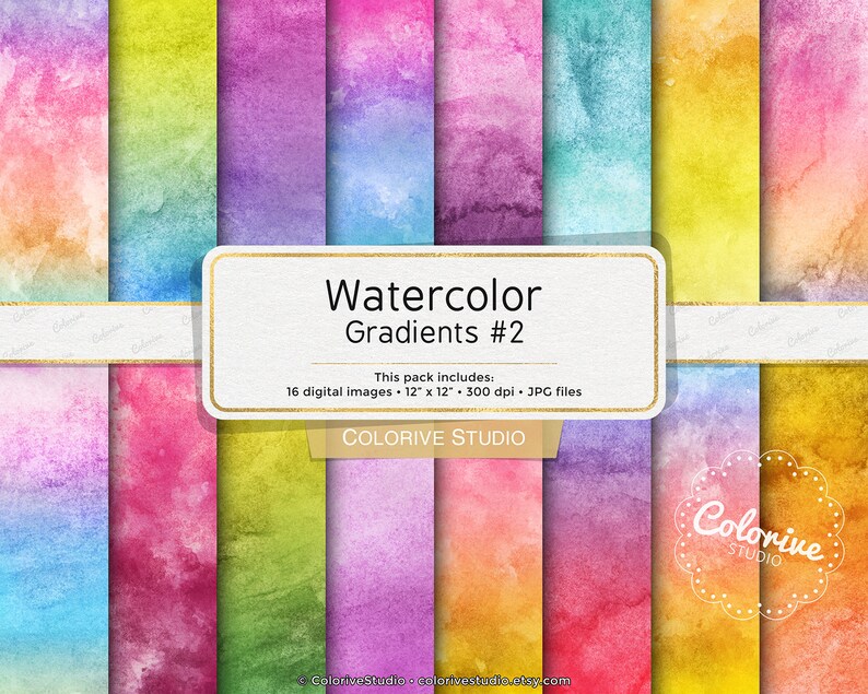 Watercolor Gradients 2 Digital Paper Rainbow Water Color - Etsy