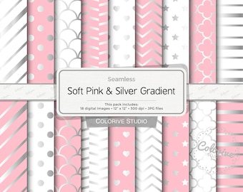 Blush and Silver Glitter Digital Paper Seamless Blush Pink - Etsy