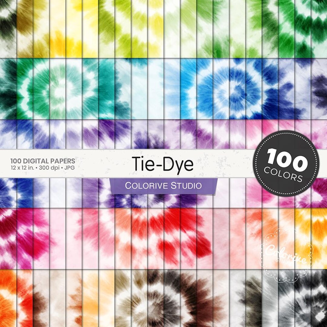 Seamless Tie Dye Digital Papers: 100 Rainbow Colors Shibori (digital ...