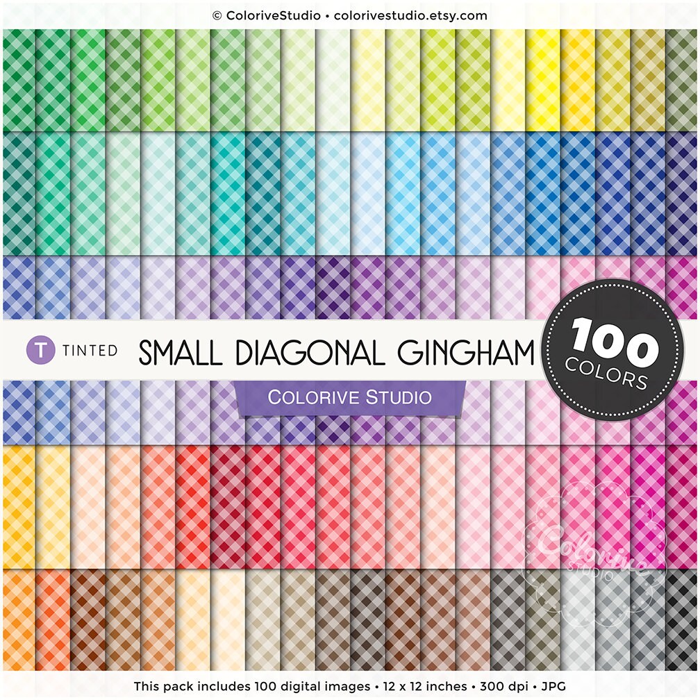 Tinted Small Gingham Digital Paper 100 Rainbow Colors Small - Etsy