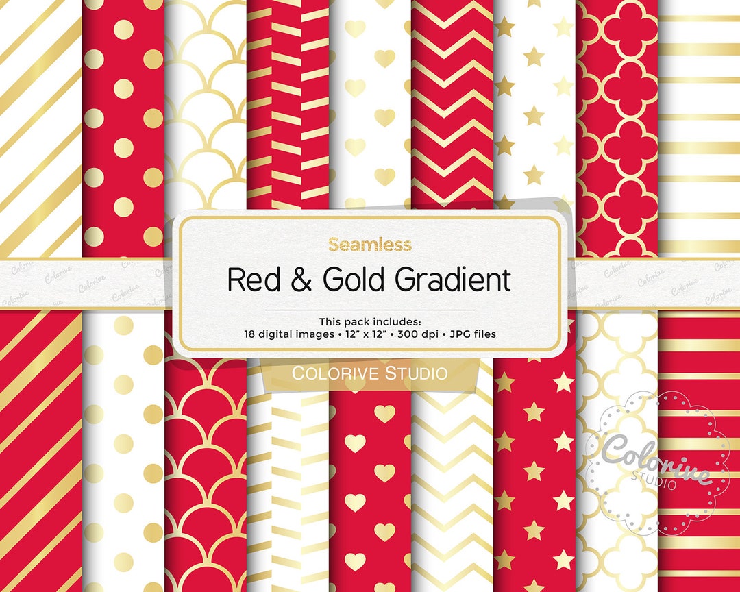 Red & Gold Geometric Digital Paper: Scrapbook Patterns (digital ...
