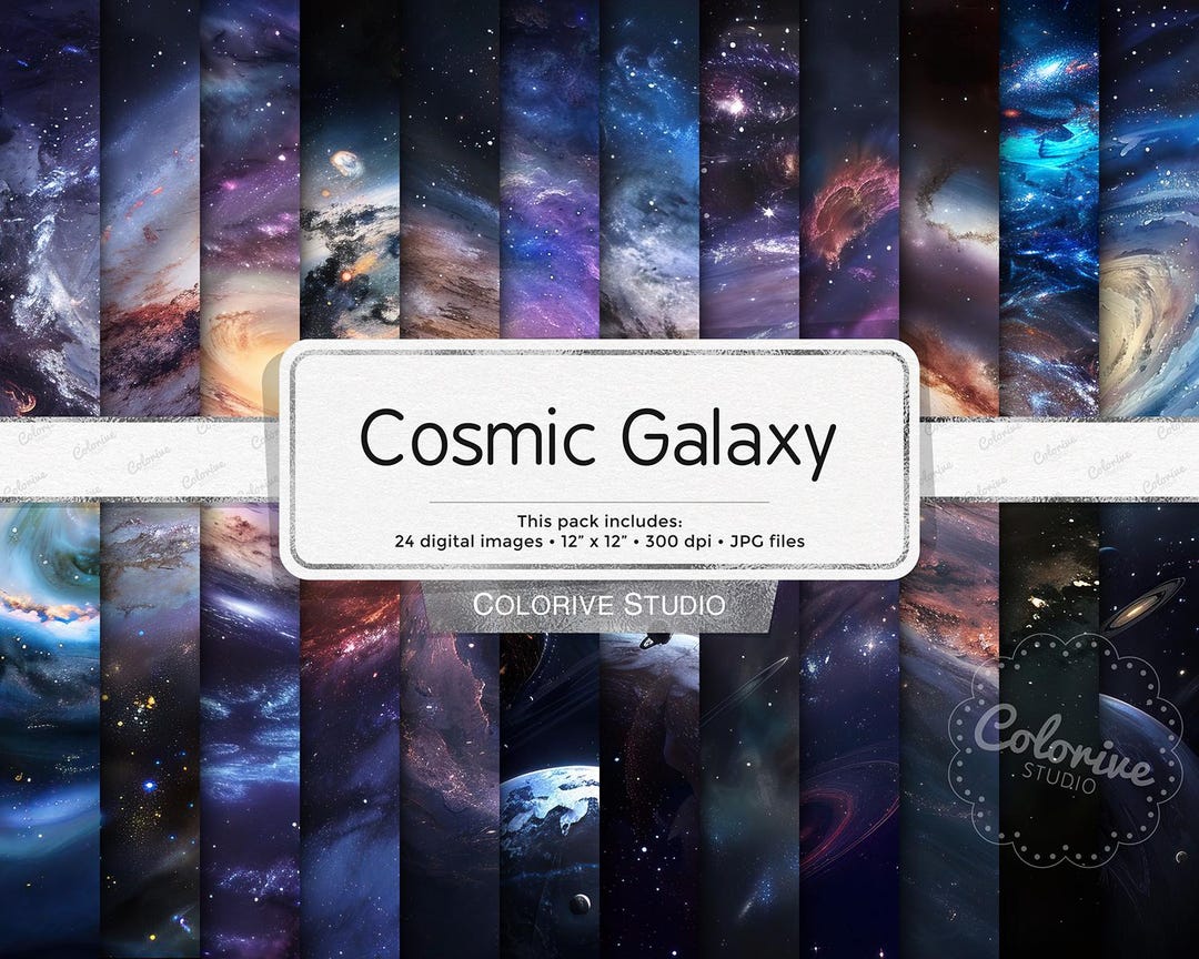 Cosmic Galaxy Digital Paper Nebula Space Backgrounds Planets Stars ...