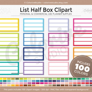 100 List Half Box Planner Clipart Blank Task List Boxes Eclp - Etsy