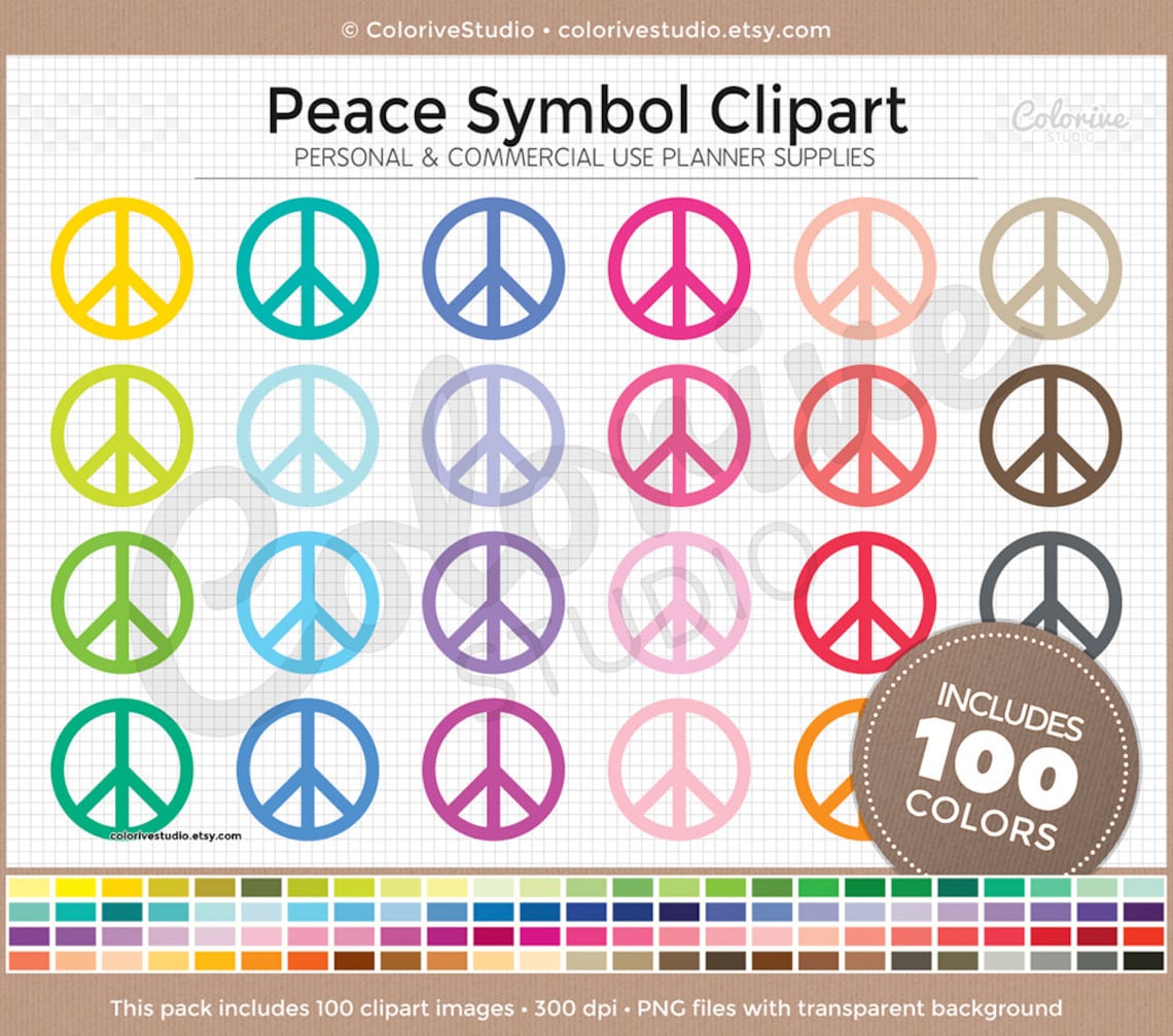100 Peace Symbol Clipart Rainbow Colors Peace Sign Png | Etsy