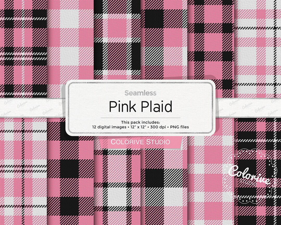Pink Plaid Digital Paper, Tartan, Pink Buffalo Plaid, Check Checkered ...