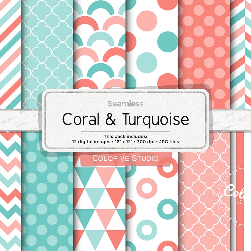 Coral Teal Gray - Etsy