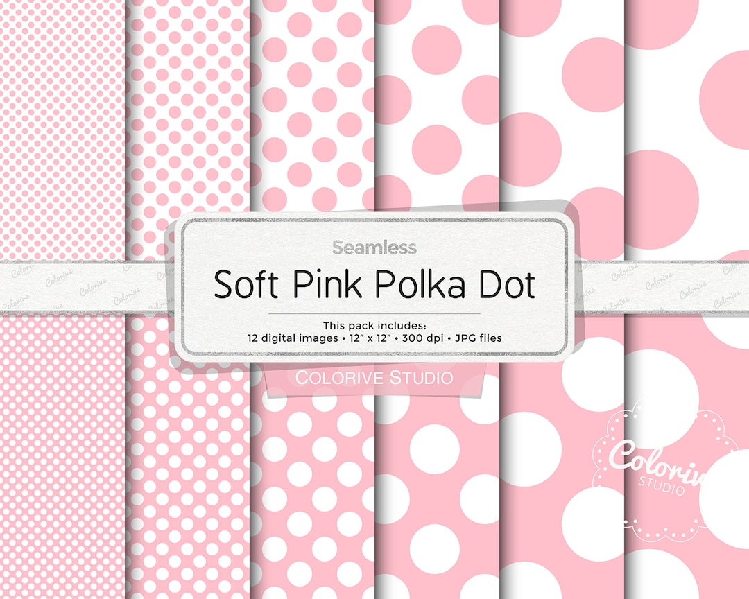 Soft Pink Polka Dot Digital Paper, Light Pink, Small Polka Dots, Big ...