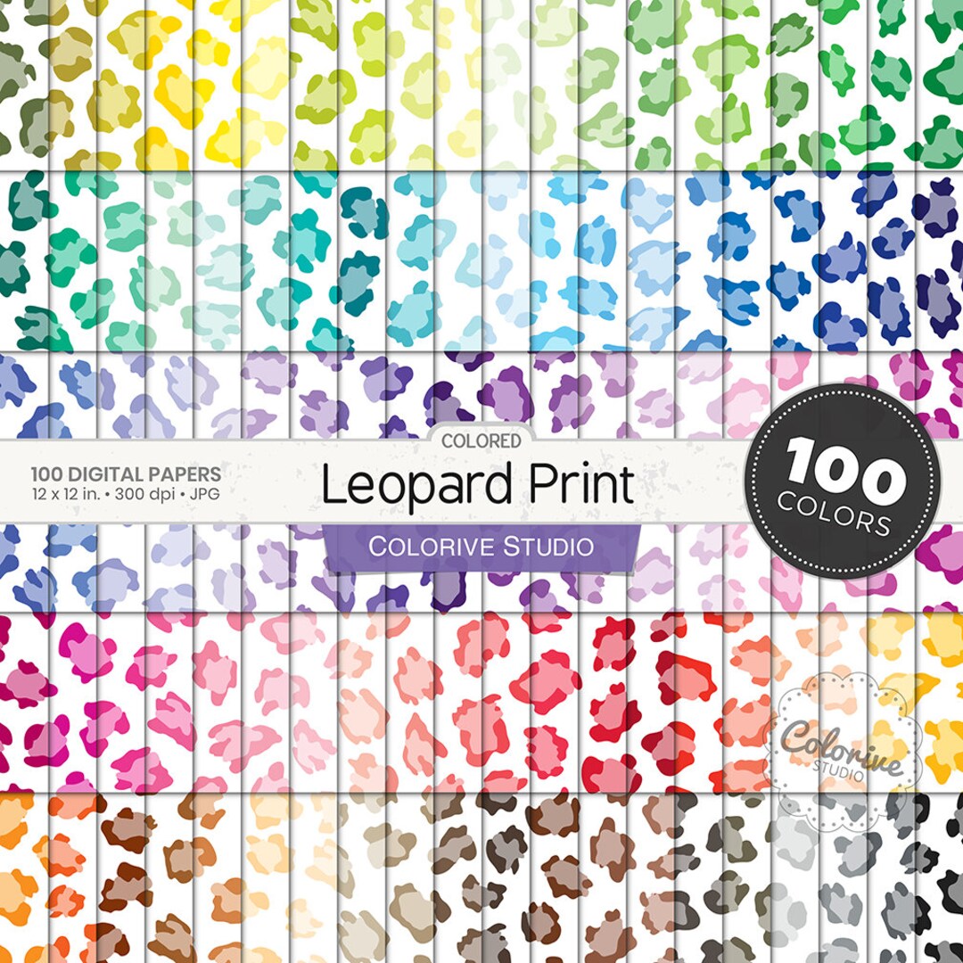 Rainbow Leopard Print Digital Paper: 100 Colors (digital Download) - Etsy