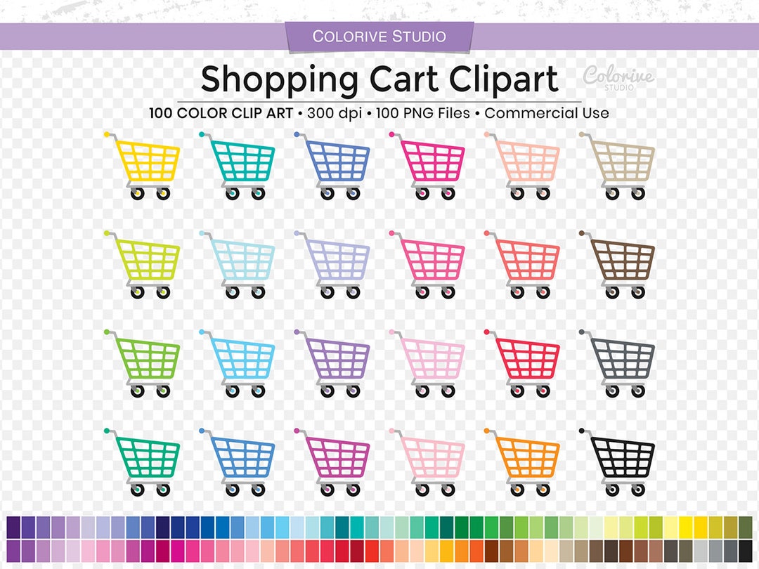 100 Shopping Cart Clipart Rainbow Colors Grocery Trolley Supermarket ...