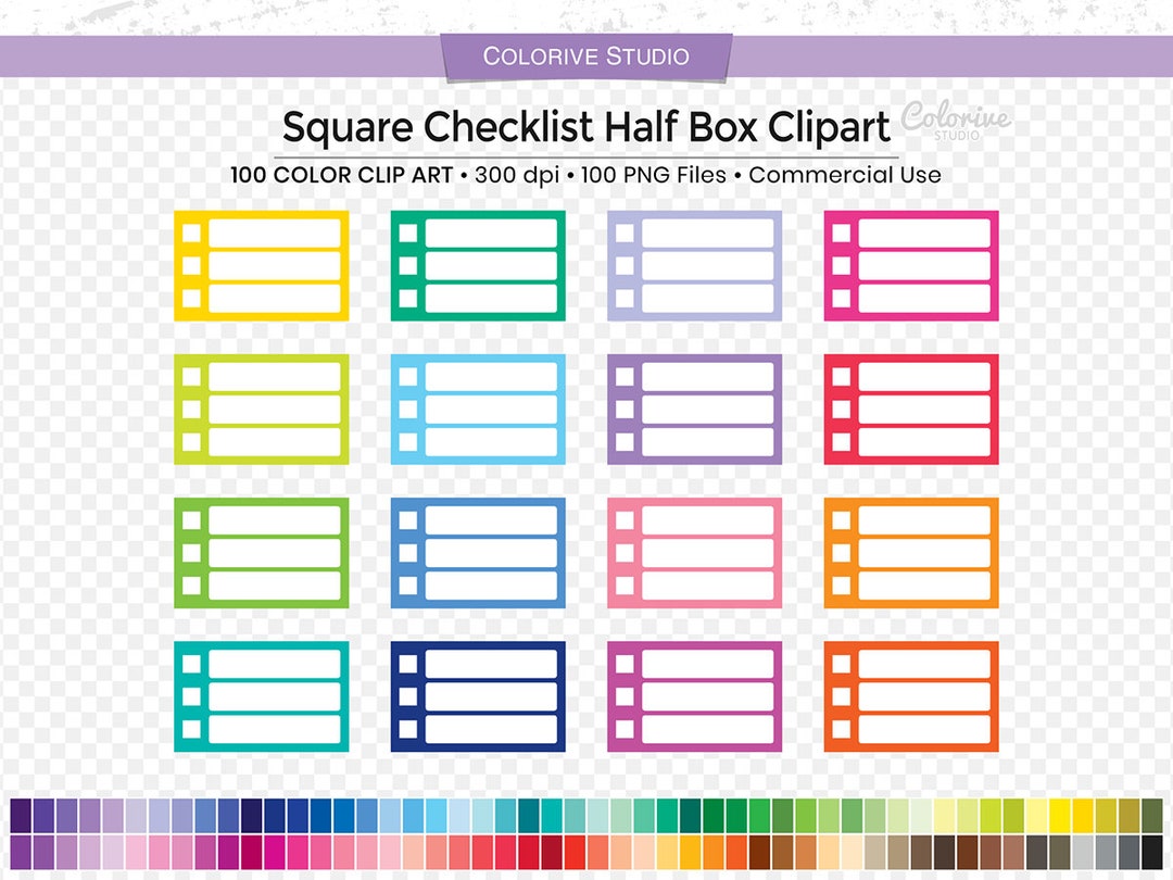 100 Square Checklist Half Box Planner Clipart Check List Png Clip Art ...