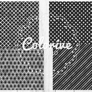 Black and Silver Digital Papers Seamless Geometric Silver - Etsy