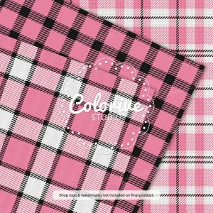 Pink Plaid Digital Paper, Tartan, Pink Buffalo Plaid, Check Checkered ...