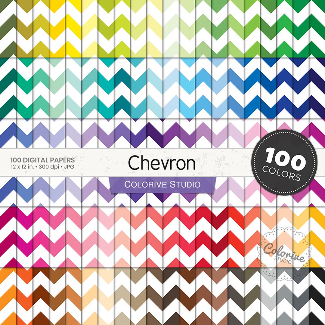 Chevron Digital Paper 100 Rainbow Colors Medium Classic Bright Pastel ...