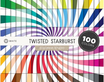 Tinted Starburst Digital Paper 100 Rainbow Colors Sunburst | Etsy