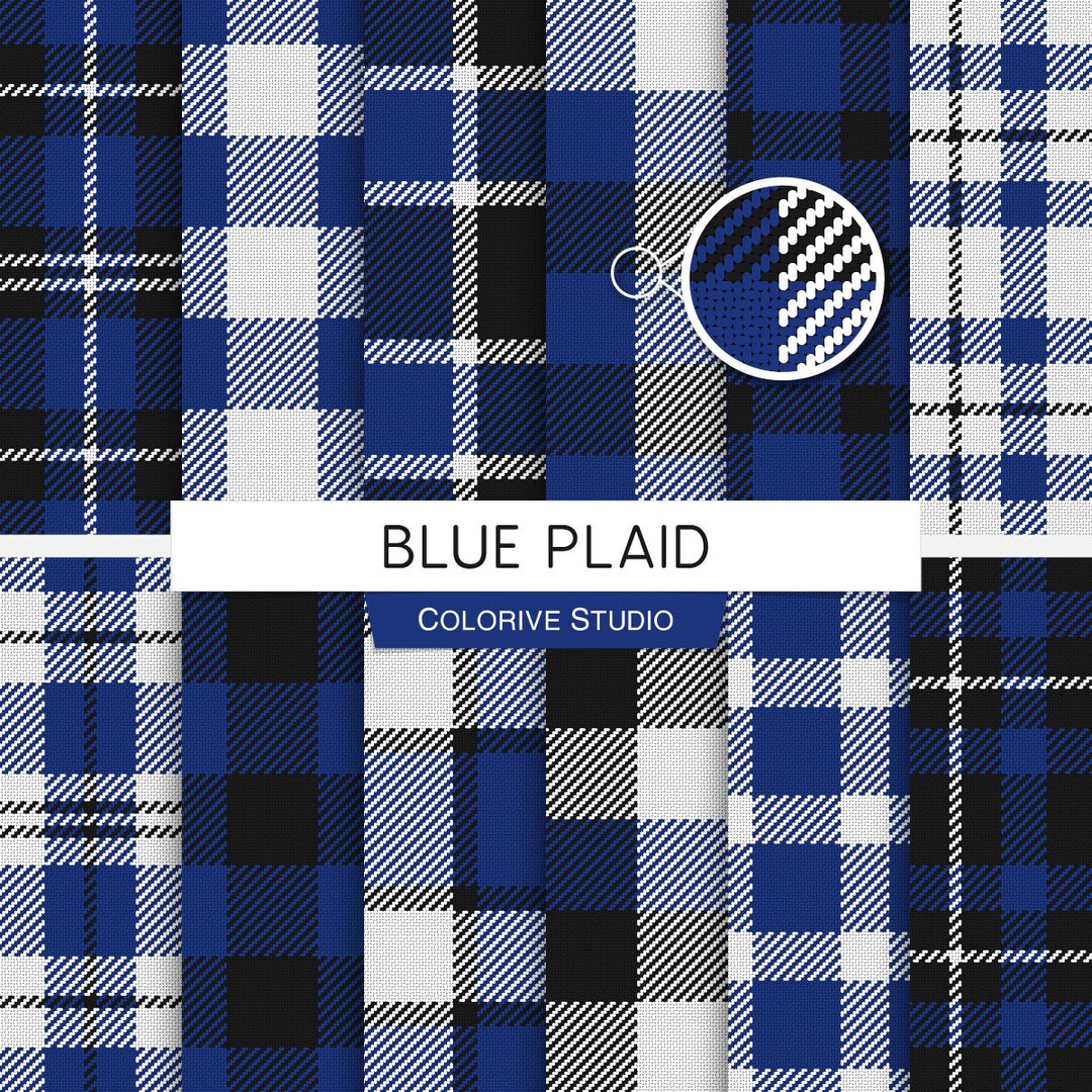 Blue Plaid Digital Paper Buffalo Tartan Checkered - Etsy
