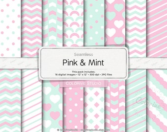 Mint Digital Paper | Etsy