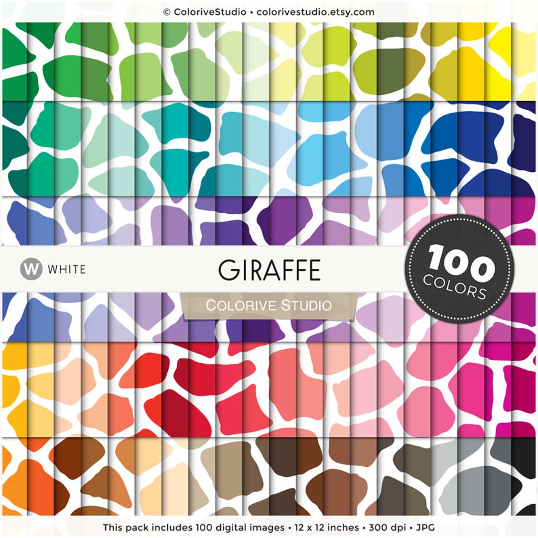 Giraffe Digital Paper 100 Rainbow Colors Wild Animal Print - Etsy