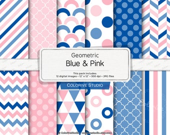 Lavender & Pink Digital Paper Geometric Patterns Polka Dot | Etsy