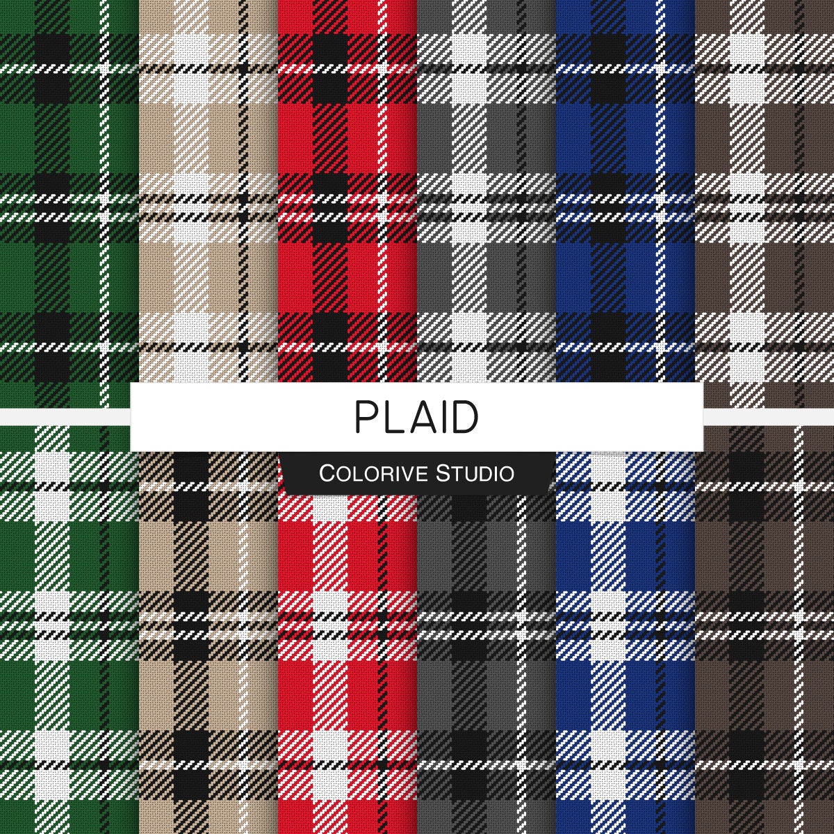 Plaid Digital Paper Tartan Lumberjack Red Green Blue | Etsy