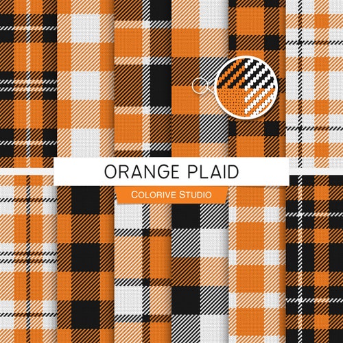 Orange Plaid Digital Paper Plaid Tartan Buffalo Check - Etsy