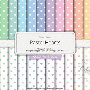 Pastel Hearts Digital Papers Small Rainbow Geometric Hearts - Etsy