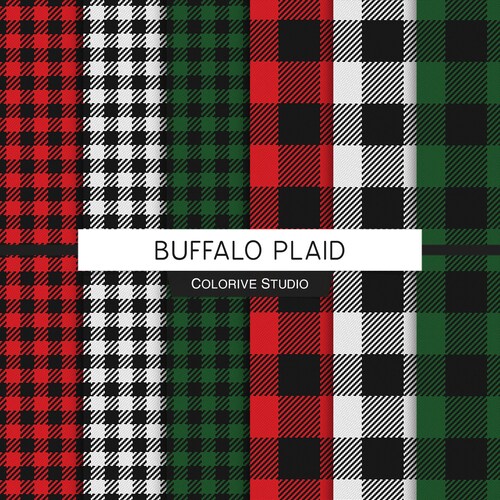 Buffalo Plaid Digital Paper Red Green White and Black - Etsy