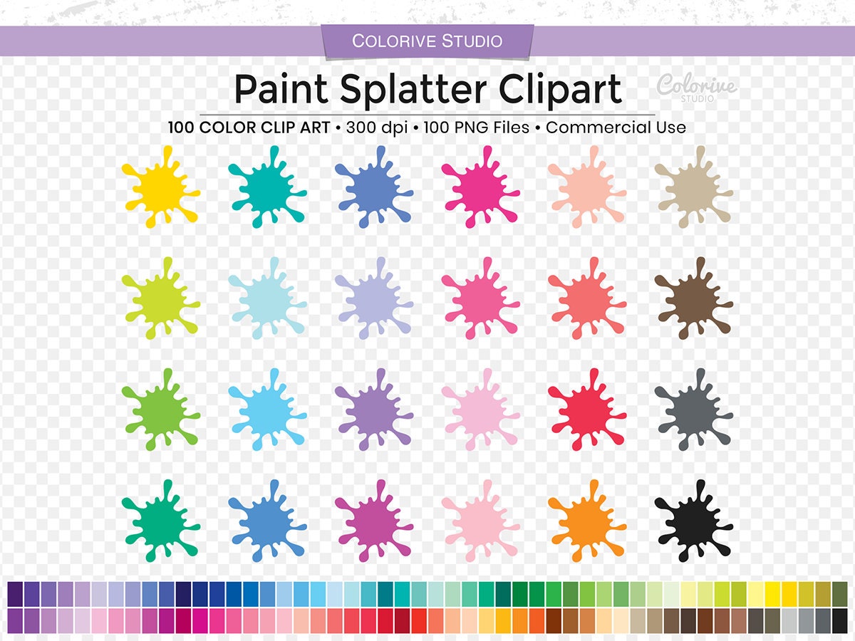 100 Paint Splatter Clipart Rainbow Colors Fun Painting Splash Png ...