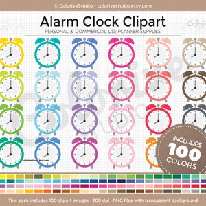 100 Alarm Clock Clipart Rainbow Colors Alarm Wake up Time - Etsy