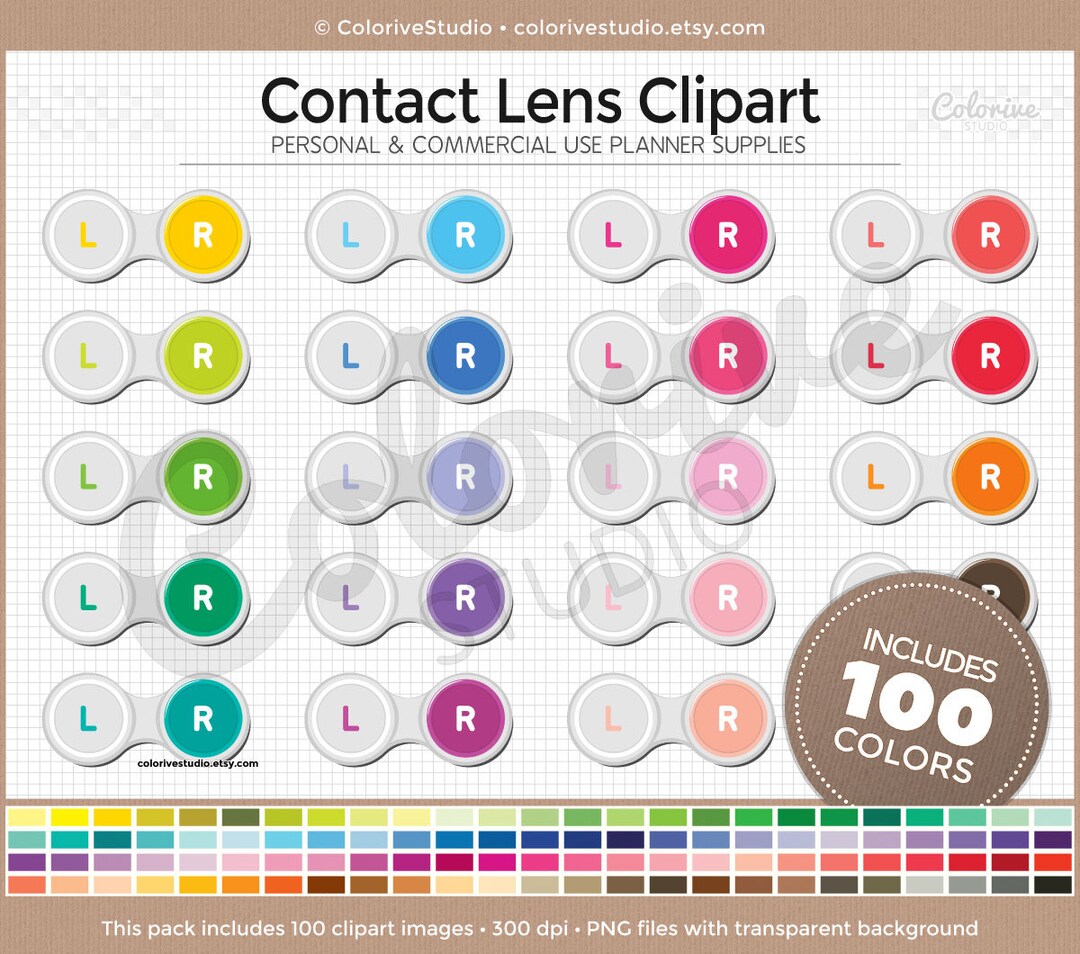 100 Contact Lens Clipart Rainbow Colors Contact Lenses Case - Etsy
