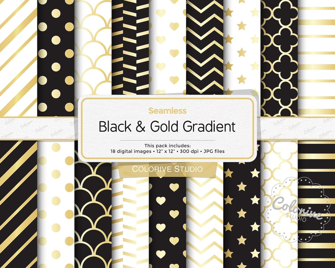 Black White & Gold Digital Papers, White and Gold, Black and Gold ...