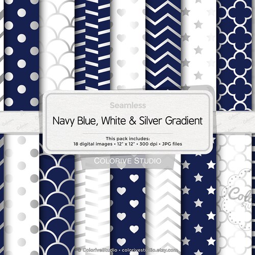 Navy & White Digital Papers Digital Scrapbook Paper - Etsy