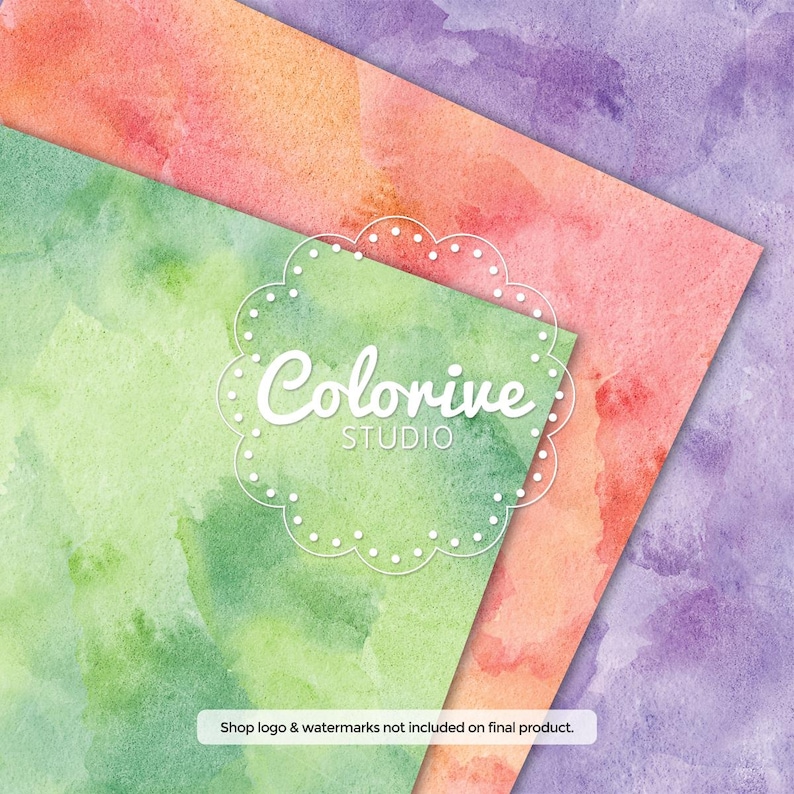 Watercolor Digital Paper: Rainbow Brush Strokes, Seamless Background ...