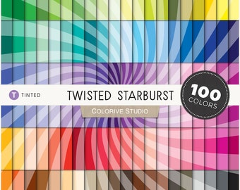 Tinted Starburst Digital Paper 100 Rainbow Colors Sunburst | Etsy