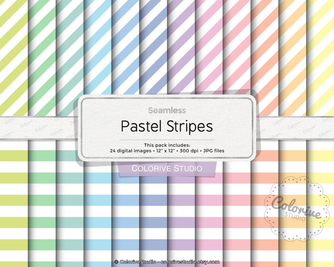 Pastel Stripes Digital Paper Diagonal and Horizontal Striped - Etsy