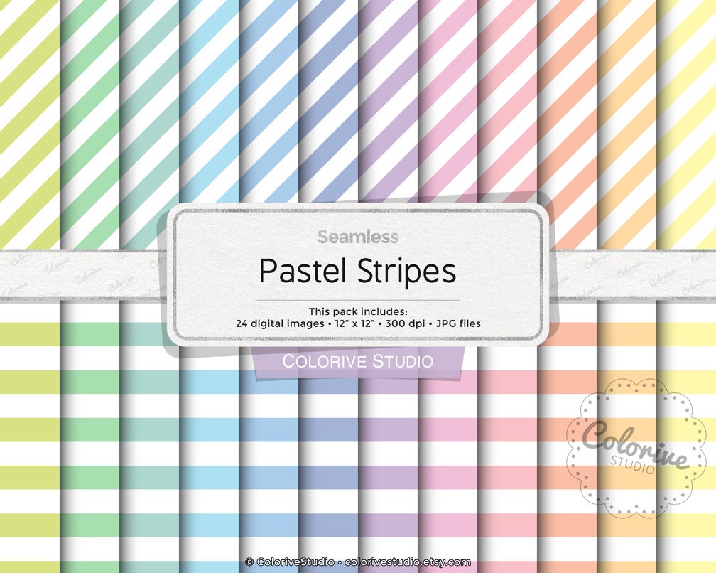 Pastel Stripes digital paper diagonal and horizontal striped | Etsy