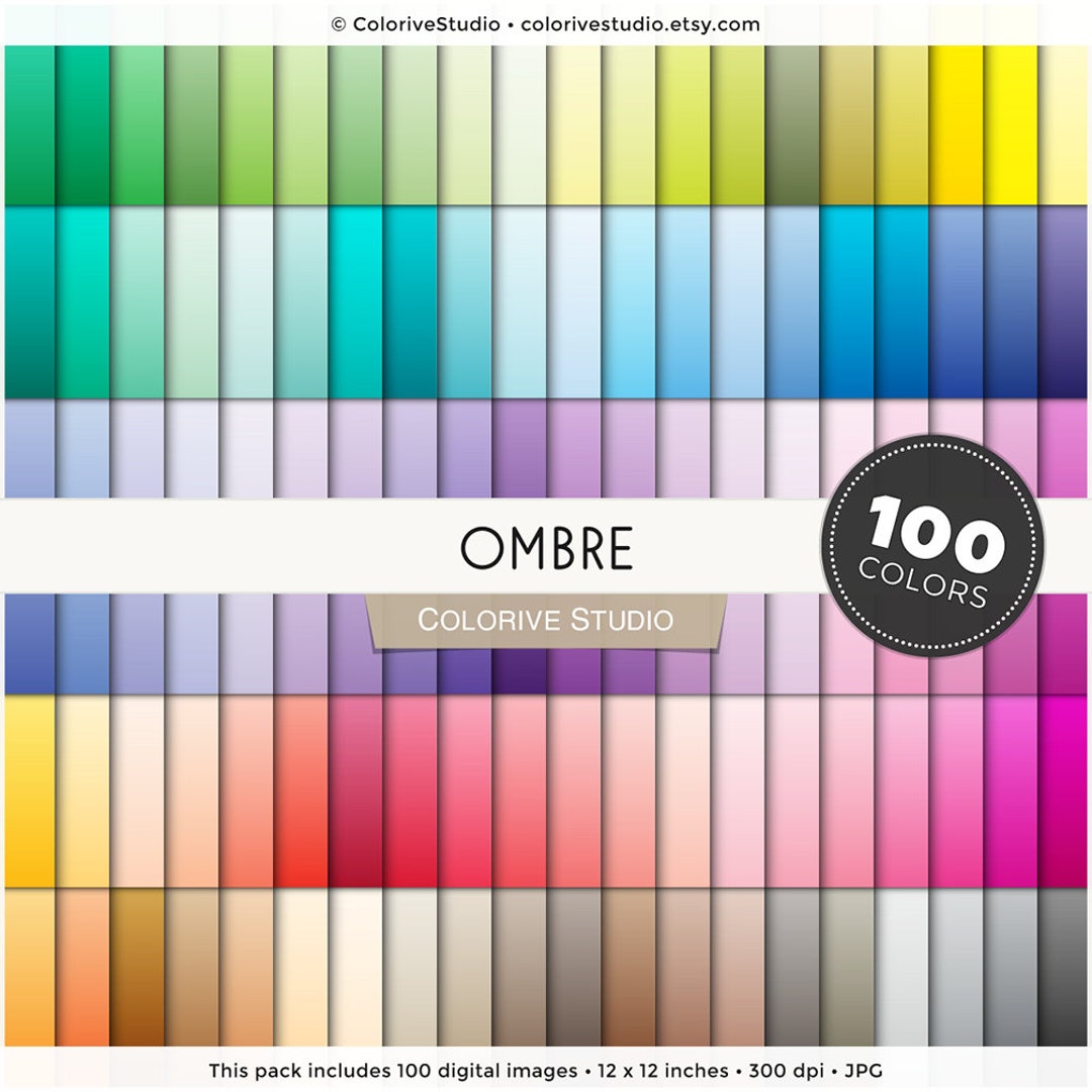 Ombre Digital Paper 100 Rainbow Colors Solid Rainbow Ombre - Etsy