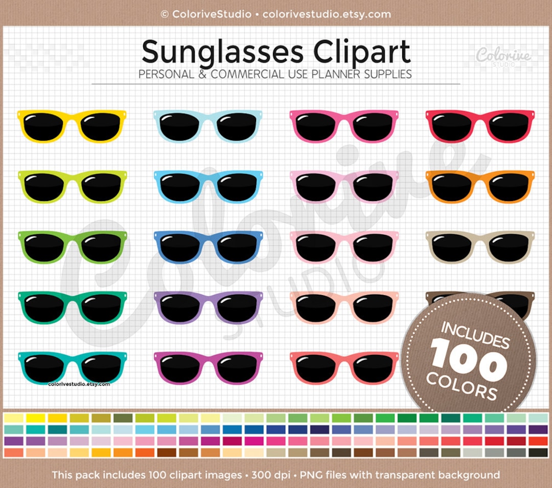 100 Sunglasses Clipart Rainbow Colors Sunny Day Beach Glasses - Etsy