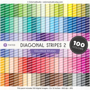Tinted Diagonal Stripes Digital Paper 100 Rainbow Colors Small - Etsy