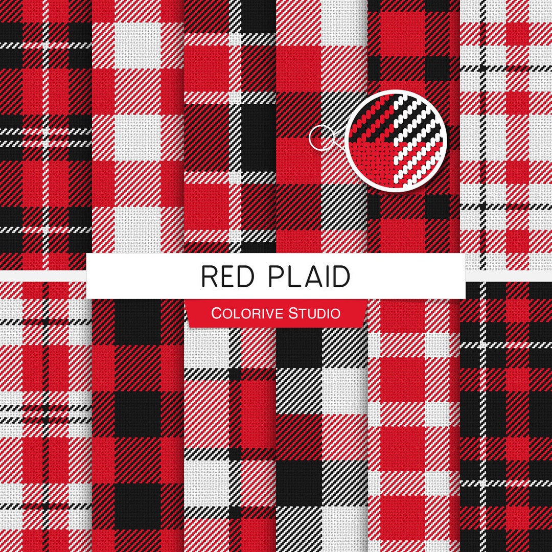 Red Plaid Digital Paper Buffalo Check Checkered Tartan - Etsy
