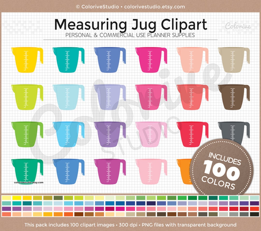 100 Measuring Jug Clipart in Rainbow Colors Kitchen Baking - Etsy