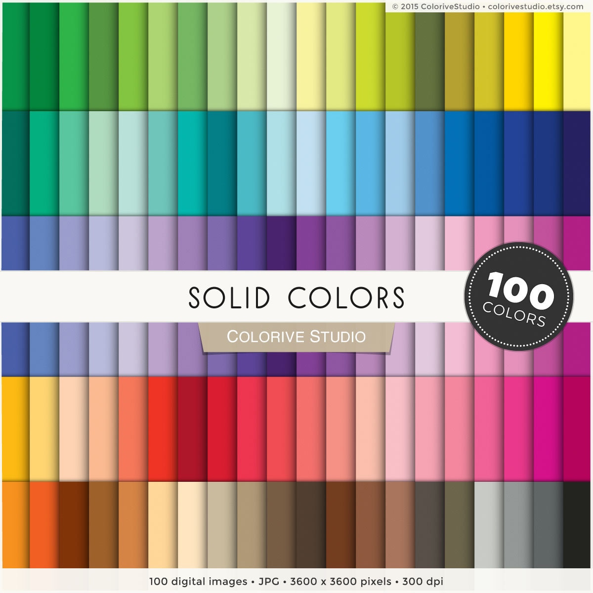 Solid Colors digital paper 100 rainbow solid color backgrounds | Etsy