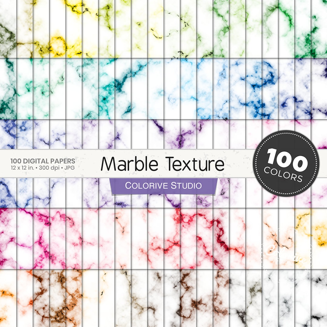 Marble Texture Digital Paper 100 Rainbow Colors Marble Textures ...