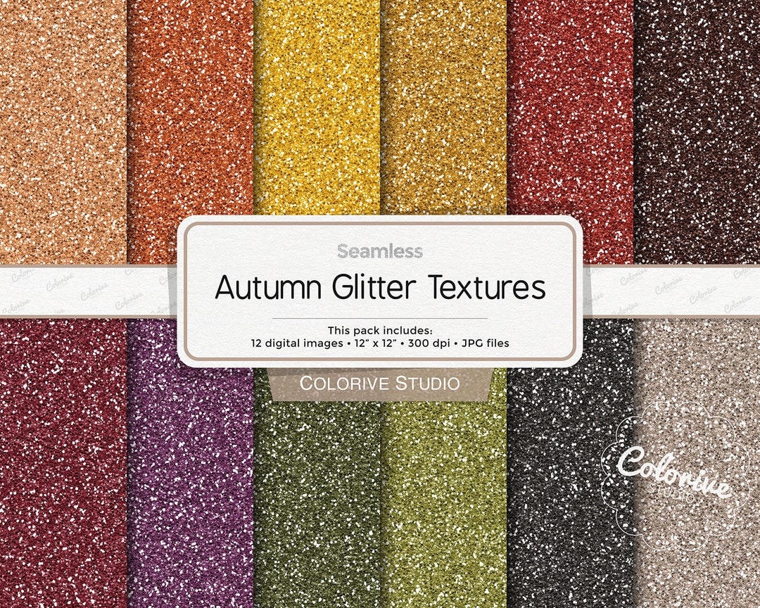 Autumn Glitter Digital Paper, Brown Yellow Orange Green Fall Glitter ...