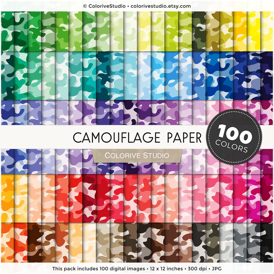 Camouflage Digital Paper 100 Rainbow Colors Camo Paper - Etsy
