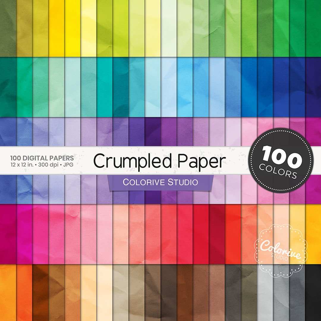 Crumpled Digital Paper 100 Rainbow Colors Crinkled Wrinkled Crumpled ...