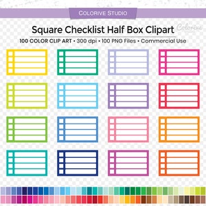 100 Square Checklist Half Box Planner Clipart 4 Items List Png Clip Art ...