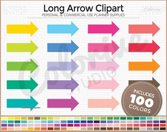 100 Arrow Clipart in Rainbow Colors Solid Long Arrow Shape Png - Etsy