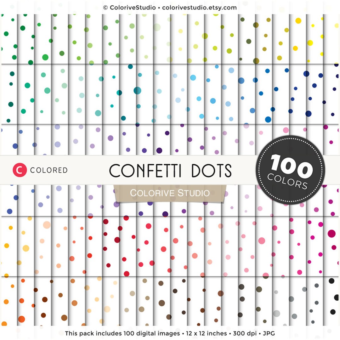 Confetti Dots Colored digital paper 100 rainbow colors colored - Etsy ...